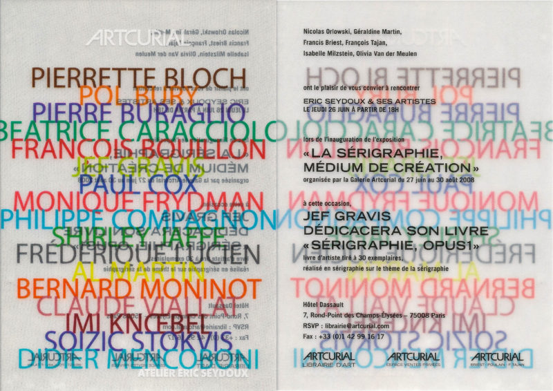 La sérigraphie, médium de création , Éric Seydoux, Arcurial, Paris ...